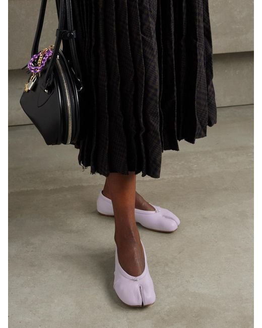 Maison Margiela Tabi Split-Toe Leather Ballet Flats in Purple | Lyst