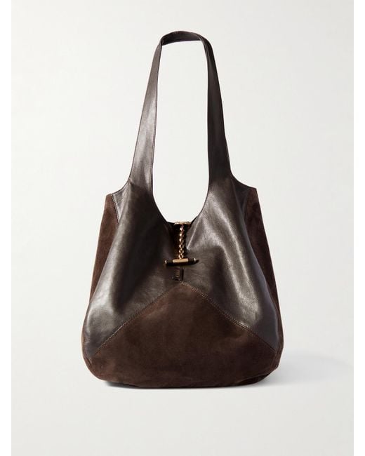 Chloé Balloon Leather And Suede Tote in Black | Lyst UK