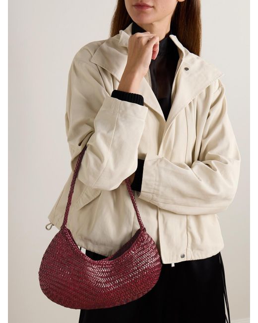 Dragon Diffusion Nova Luna Woven Leather Shoulder Bag in Red | Lyst