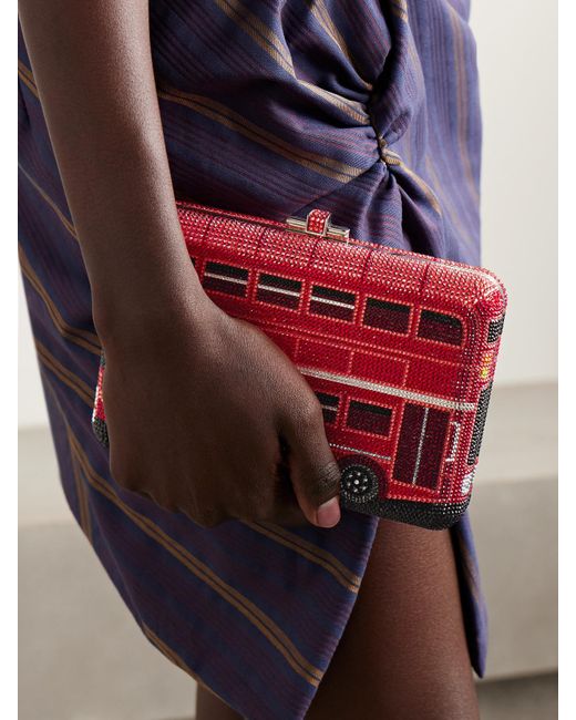 Judith Leiber Double-Decker Crystal-Embellished-Tone Clutch in Red ...