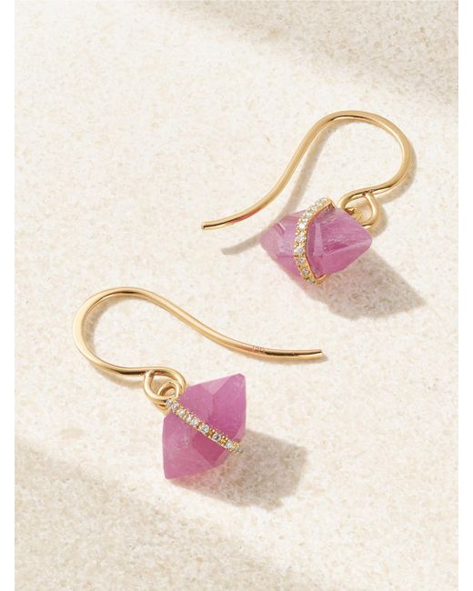Melissa Joy Manning 14-Karat Recycled, Ruby And Herkimer Diamond Earrings in Natural | Lyst