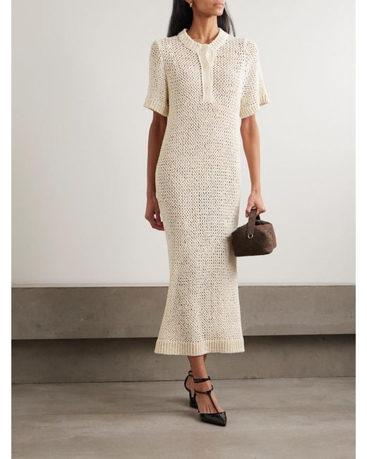 LIBEROWE Ollie Open-Knit Maxi Dress in White | Lyst