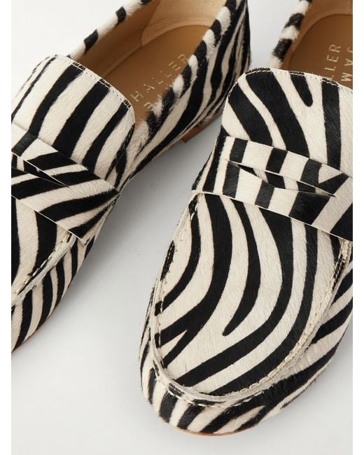 Jamie Haller Zebra-Print Calf Hair Loafers in White | Lyst UK