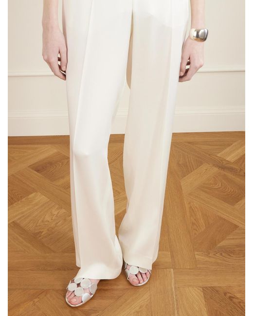 Manolo Blahnik Haribalmu 10 Cutout Metallic-Leather Slides in Natural ...