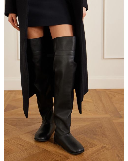 Christen Santiago Leather Knee Boots in Black | Lyst UK