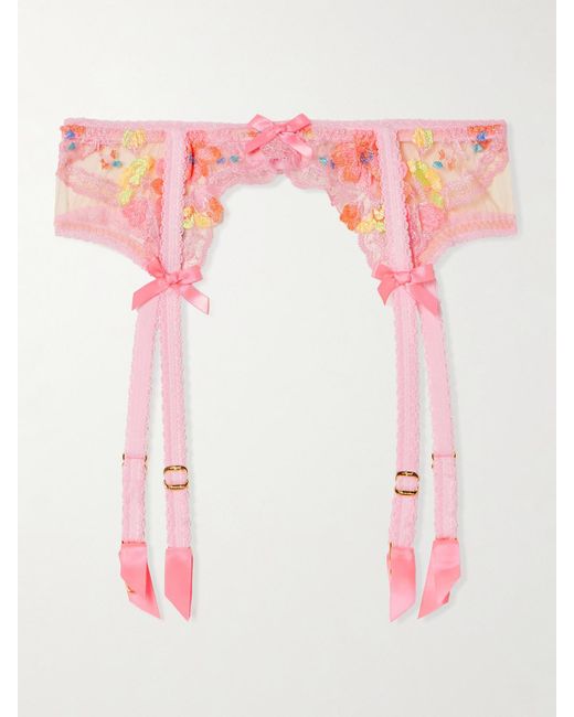 Agent Provocateur Rixie Bow-Detailed Lace-Trimmed Embroidered Tulle ...