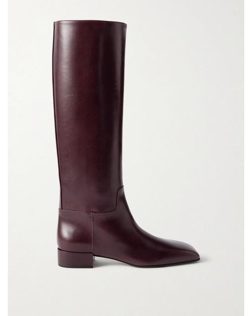 Christen Classic Square Leather Knee Boots in Red | Lyst