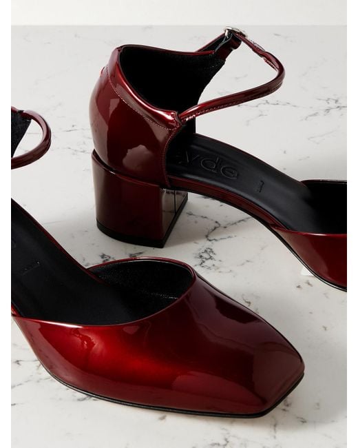 Aeyde Magda Metallic Patent-Leather Pumps in Red | Lyst