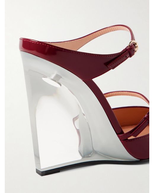 Gucci Glossed-Leather Wedge Mules in Red | Lyst UK