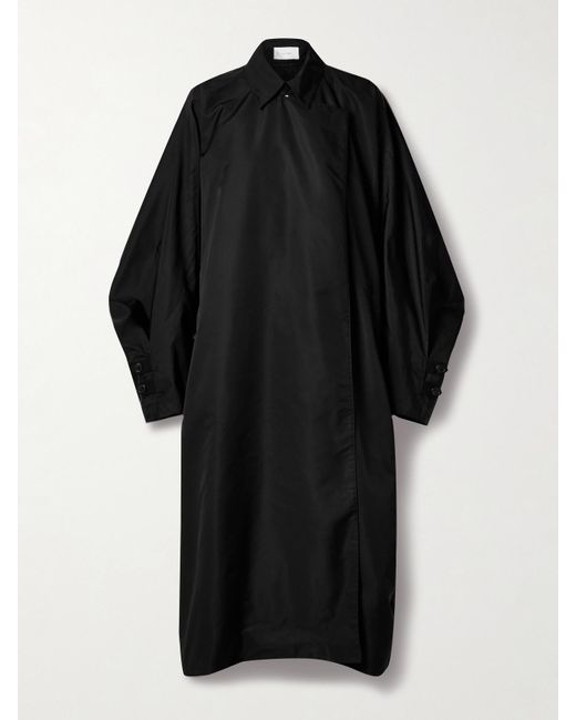 The Row Clint Oversized Silk-Shell Coat in Black | Lyst