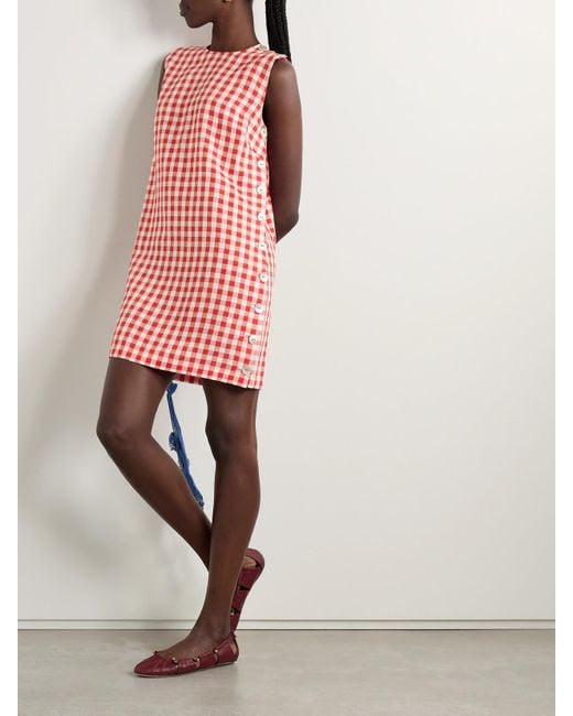 Doen Coraline Gingham Woven Mini Dress in Red | Lyst