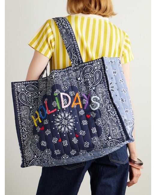 Call It By Your Name Cabas Maxi Embroidered Quilted Printed Cotton Tote