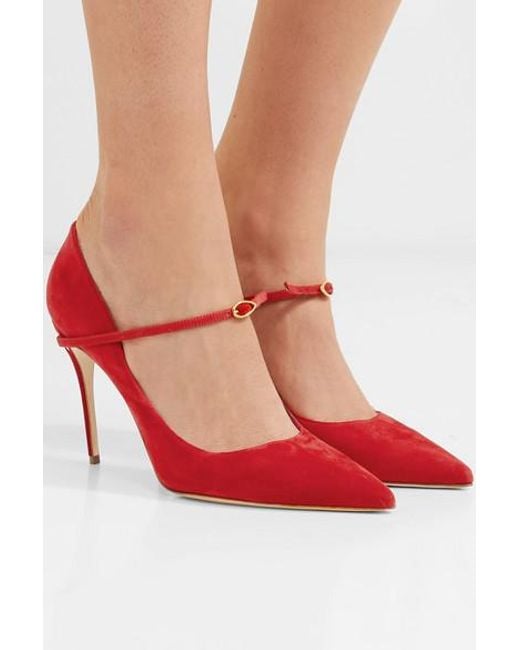 Jennifer Chamandi Lorenzo 105 Suede Pumps in Red - Save 40% - Lyst