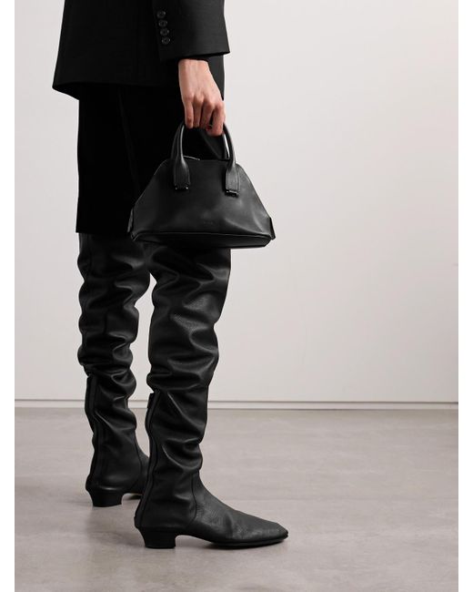 The Row Devon Mini Leather Tote in Black | Lyst