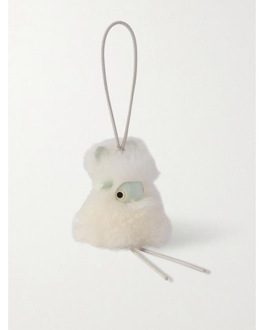 Loewe Bunny Puzz Shearling And Acetate Bag Charm in White | Lyst