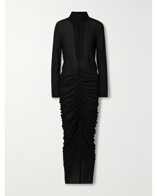 Givenchy Cutout Ruched Stretch-Crepe Turtleneck Gown in Black | Lyst UK