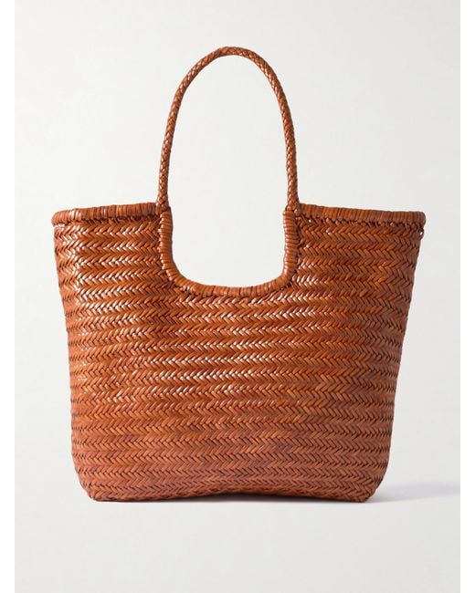 Dragon Diffusion Ns Diagonal Triple Jump Woven Leather Tote in Brown ...