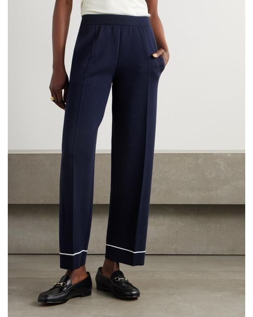 Gucci Wool Straight-Leg Track Pants in Blue | Lyst