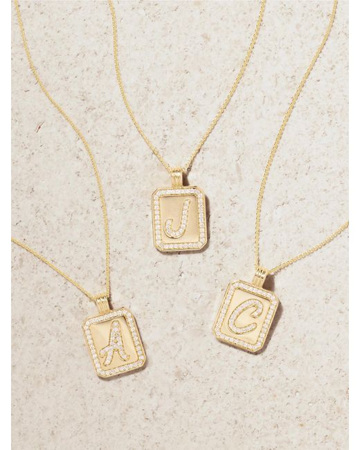 STONE AND STRAND Letter 14-Karat Diamond Necklace in Natural | Lyst UK