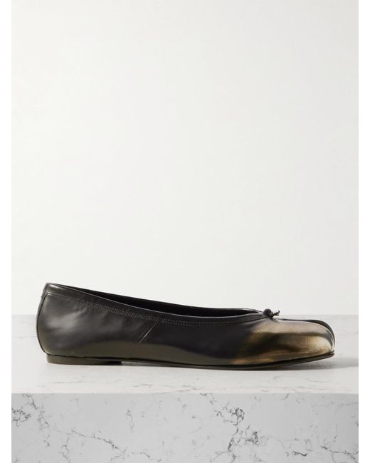Maison Margiela Tabi Split-Toe Patent-Leather Ballet Flats in Brown | Lyst