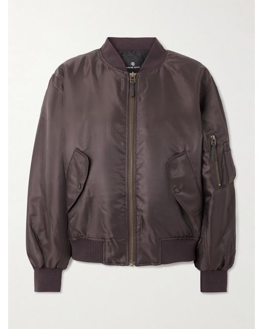 Anine Bing Leon Shell Bomber Jacket in Brown | Lyst UK