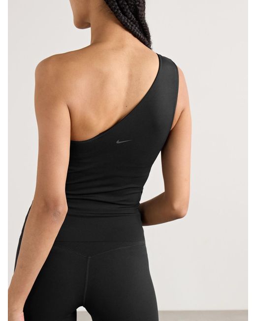 Nike One-Shoulder Dri-Fit Tank in Black | Lyst