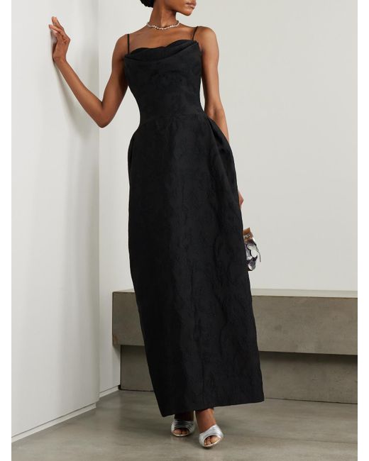 Emilia Wickstead Kiril Draped Jacquard Gown in Black | Lyst UK