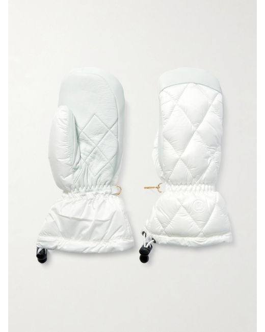 Bogner Selia Quilted Padded Shell And Leather Ski Mittens in White | Lyst