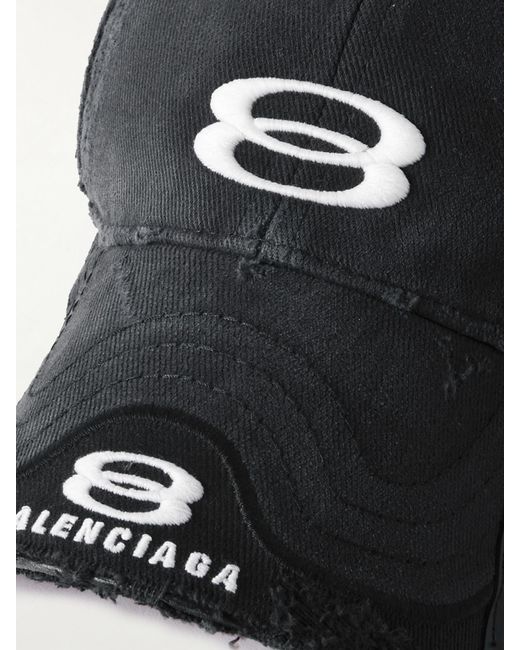 Balenciaga Double Unity Distressed Embroidered Cotton-Drill Baseball ...