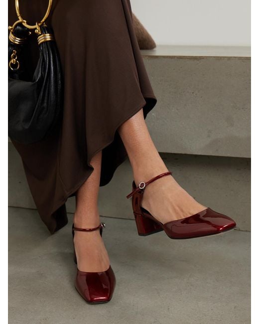 Aeyde Magda Metallic Patent-Leather Pumps in Red | Lyst