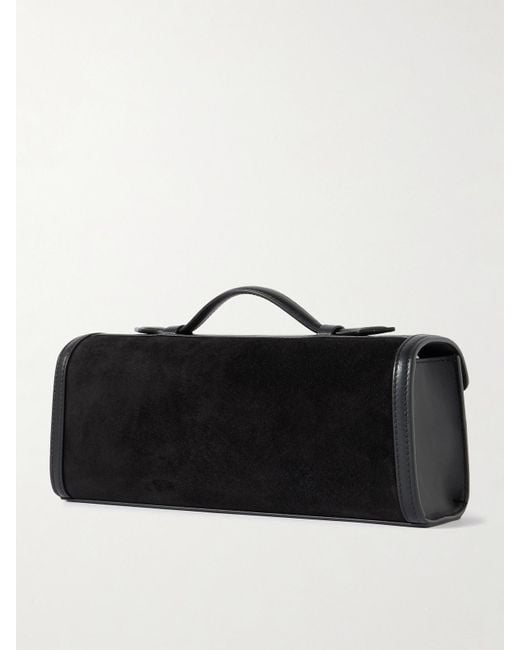 SAVETTE Slim Symmetry Pochette Leather-Trimmed Suede Tote in Black | Lyst