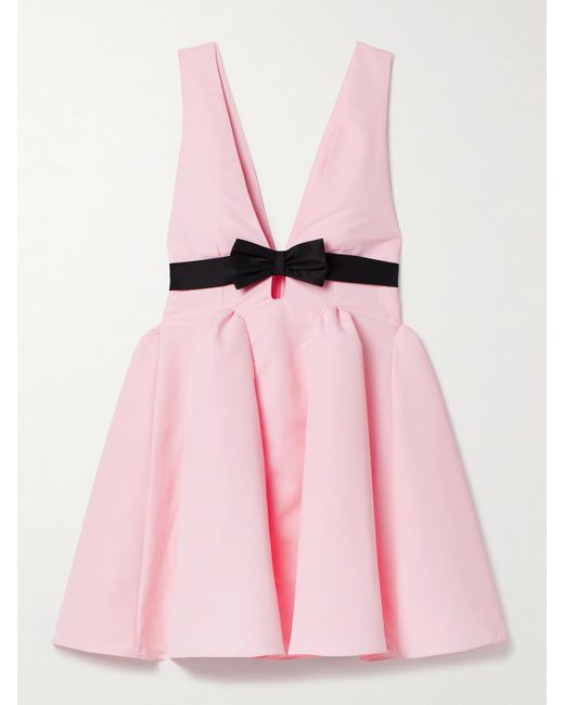 Kika Vargas Charlize Bow-Embellished Woven Mini Dress in Pink | Lyst