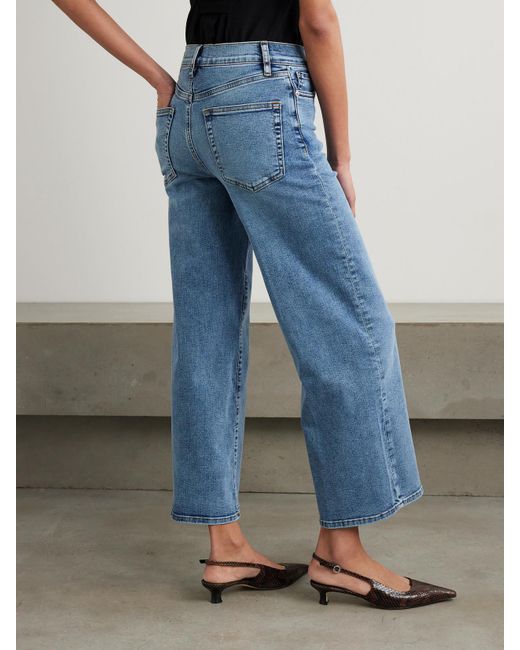 FRAME Le Pixie Slim Palazzo High-Rise Wide-Leg Stretch Jeans in Blue | Lyst