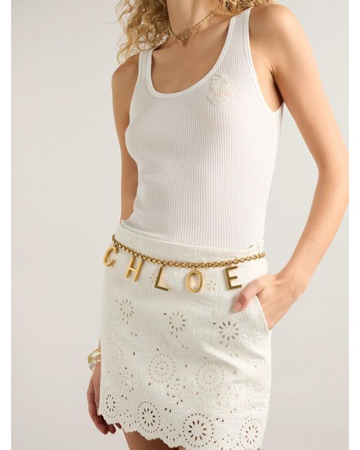 Chloé Embellished-Tone Chain Belt in Natural | Lyst