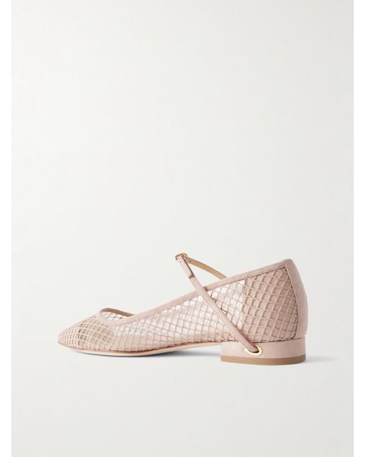 Jennifer Chamandi Lorenzo 20 Mesh And Suede Point-Toe Flats in Natural ...