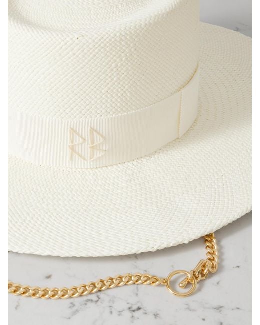 Ruslan Baginskiy Gambler Grosgrain-Trimmed Embellished Straw Hat in ...