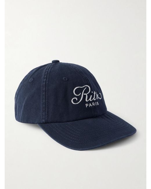 FRAME Ritz Paris Embroidered Cotton-Twill Baseball Cap in Blue | Lyst