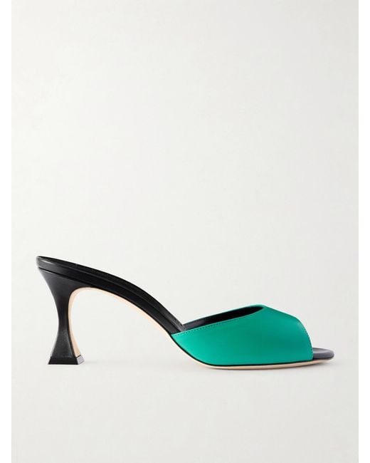 Manolo Blahnik Jadaron 70 Leather Mules in Green | Lyst