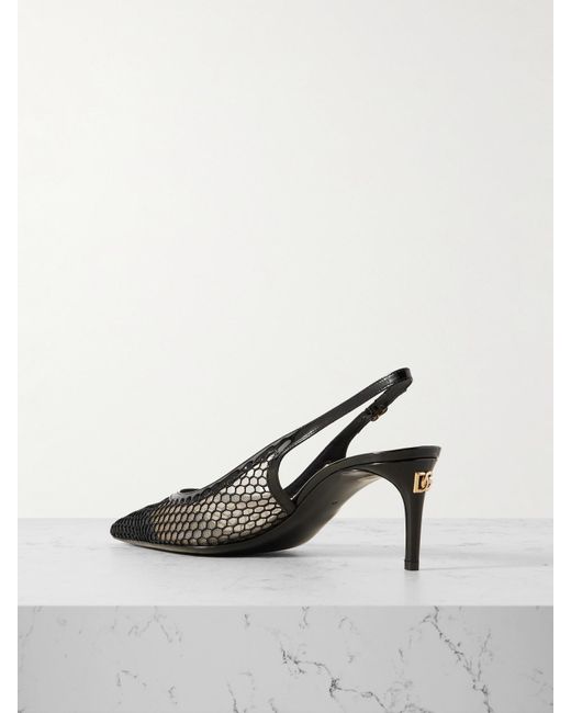Dolce & Gabbana Vernice Patent Leather-Trimmed Mesh Slingback Pumps in ...