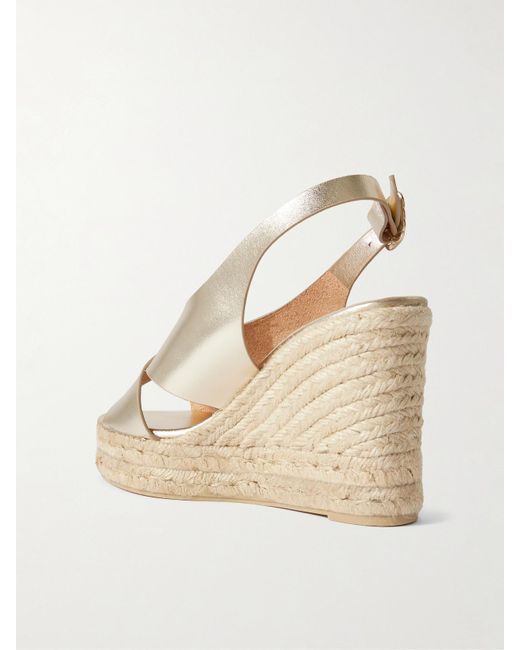 Ancient Greek Sandals Maria Metallic Leather Espadrille Wedge Sandals ...