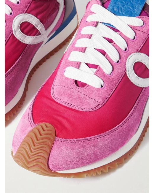 Loewe Flow Runner 2.0 Leather-Trimmed Shell And Suede Sneakers in Pink ...
