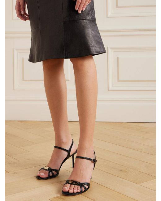 Ferragamo Dasy Logo-Embellished Leather Sandals in Metallic | Lyst