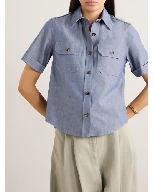 Loro Piana Annalisa Cotton And Cashmere-Blend Chambray Shirt in Blue | Lyst
