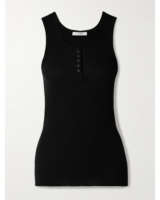 The Row Mansel Ribbed Cotton-Blend Tank in Black | Lyst