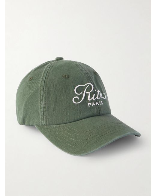 FRAME Ritz Paris Embroidered Cotton-Twill Baseball Cap in Green | Lyst