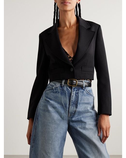 Nili Lotan Belino Cropped Wool-Twill Blazer in Black | Lyst UK