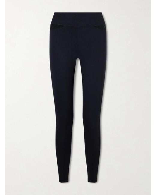 Eres Comaneci Mesh-Trimmed Stretch-Jersey Leggings in Blue | Lyst UK