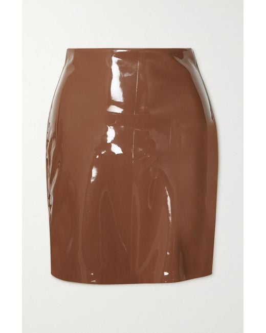 Commando Stretch Faux Patent Leather Mini Skirt In Brown Lyst