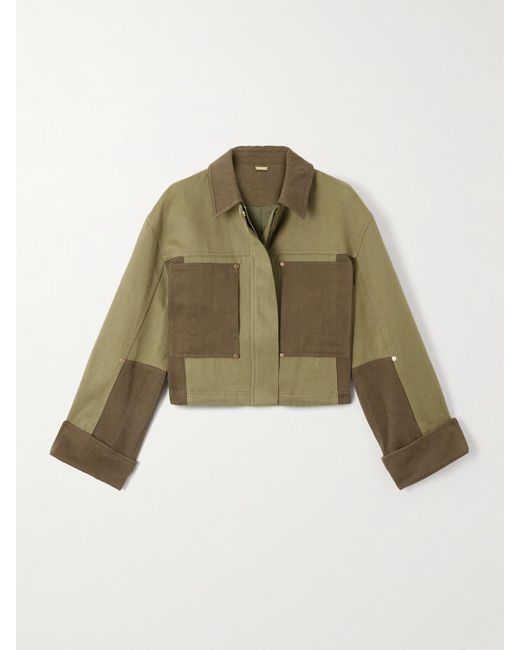 Cult Gaia Anders Cropped Two-Tone Hemp And Cotton-Blend Twill Jacket in ...