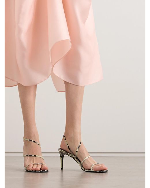 KHAITE Loop Snake-Effect Leather Sandals in White | Lyst